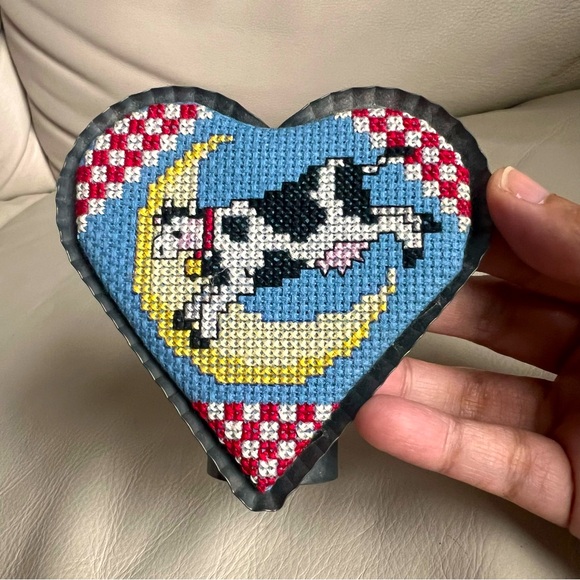 Other | Night Light Heartshaped Cow Crossstitch Art | Poshmark